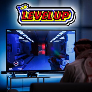 LEVEL UP Light Box,pixel Style Esports Sign,custom 3D Printed Lightbox ...