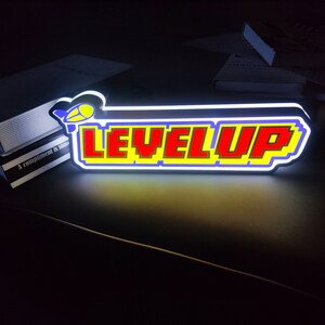 LEVEL UP Light Box,pixel Style Esports Sign,custom 3D Printed Lightbox ...