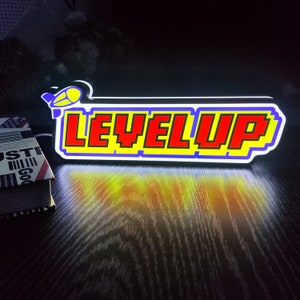 LEVEL UP Light Box,pixel Style Esports Sign,custom 3D Printed Lightbox ...