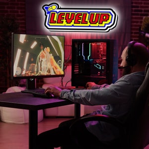 LEVEL UP Light Box,pixel Style Esports Sign,custom 3D Printed Lightbox ...
