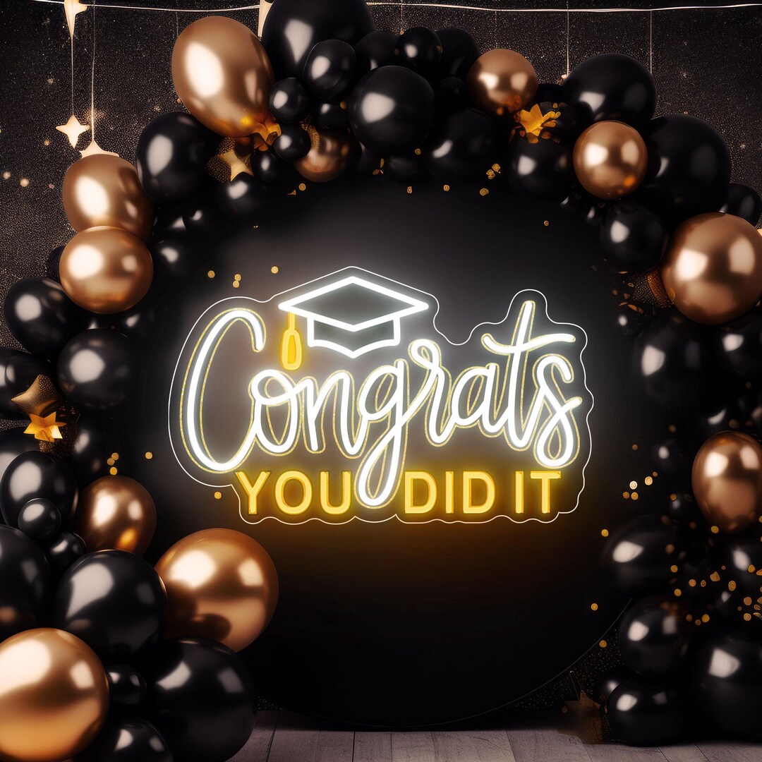 Personalized Congrats Neon LED Sign, Graduation Decor Prom Backdrop ...