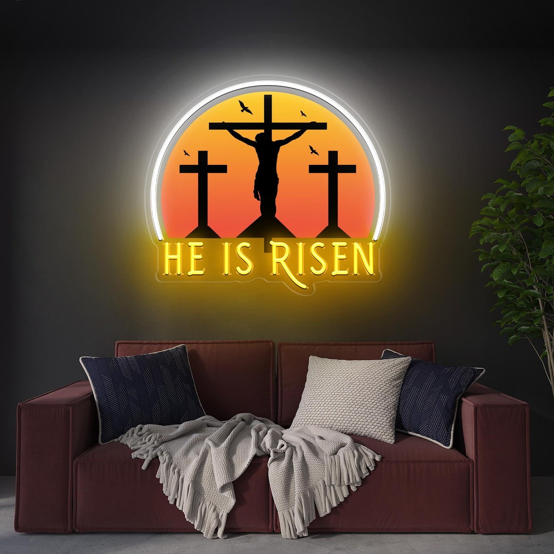 He is Risen Easter Neon Sign, Personalized Easter Gifts Jesus Risen ...