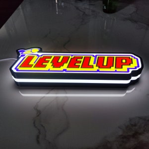 LEVEL UP Light Box,pixel Style Esports Sign,custom 3D Printed Lightbox ...