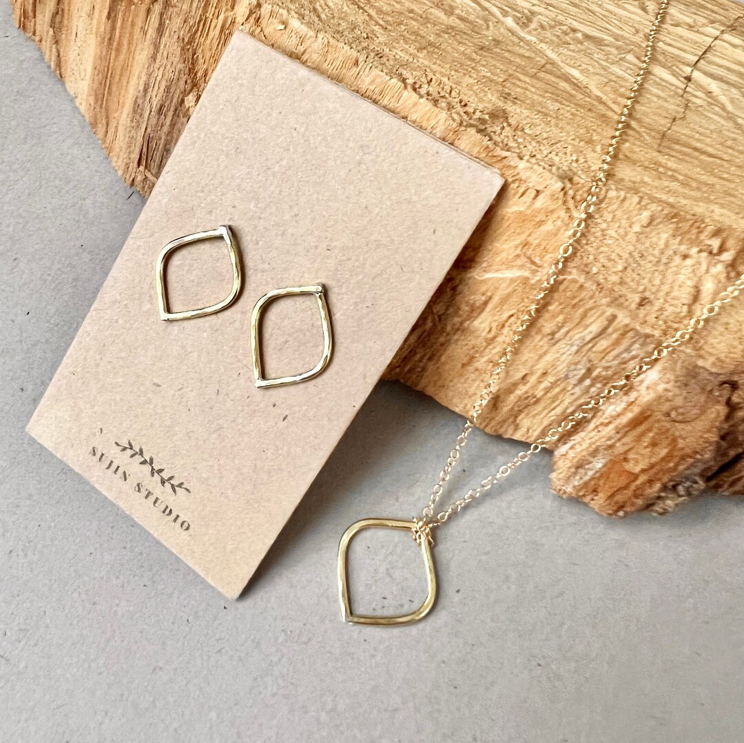 14K Gold Filled/sterling Silvee Open Diamond Shape Earrings and ...