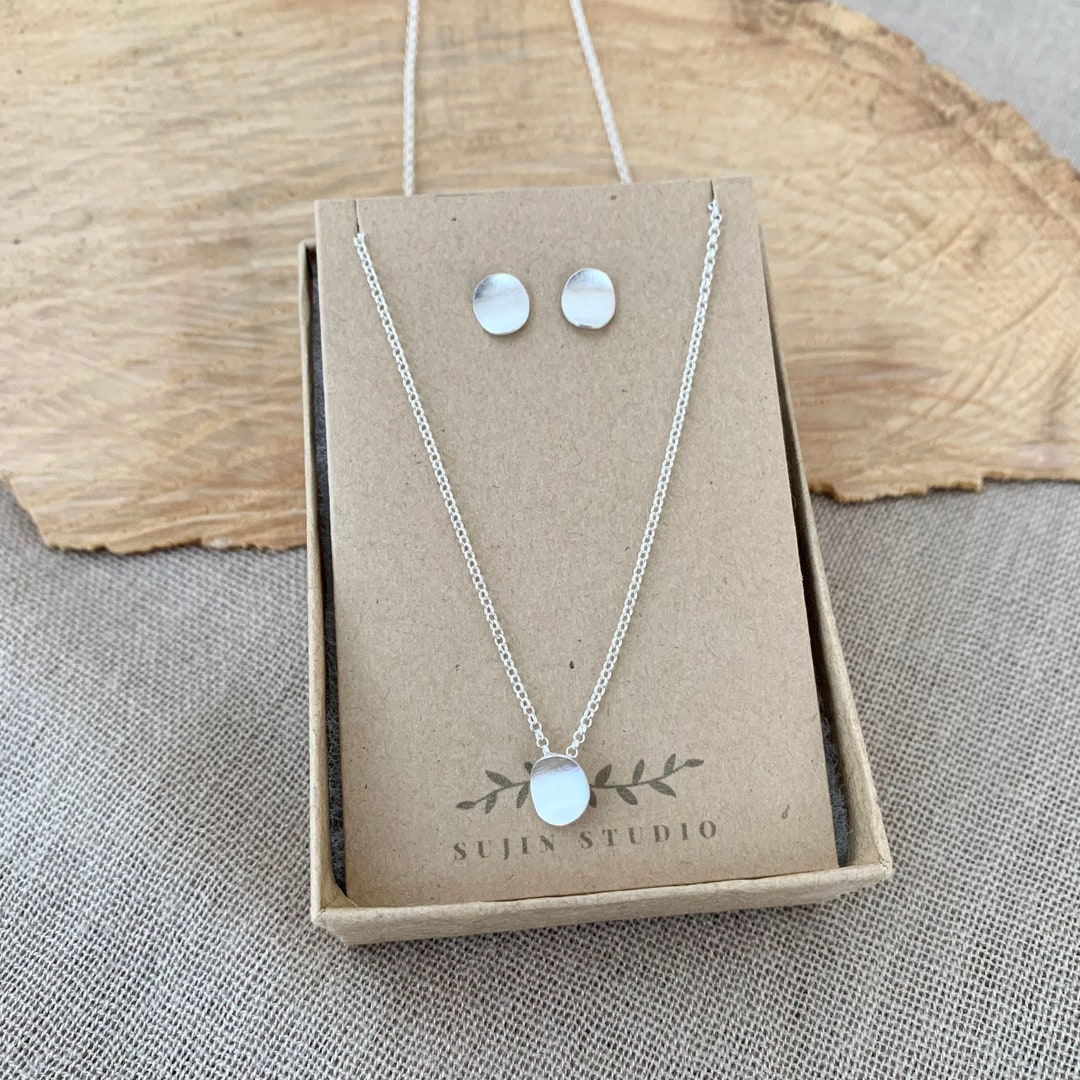 Conjunto de aretes y collar hechos a mano rellenos de plata/oro, aretes ...