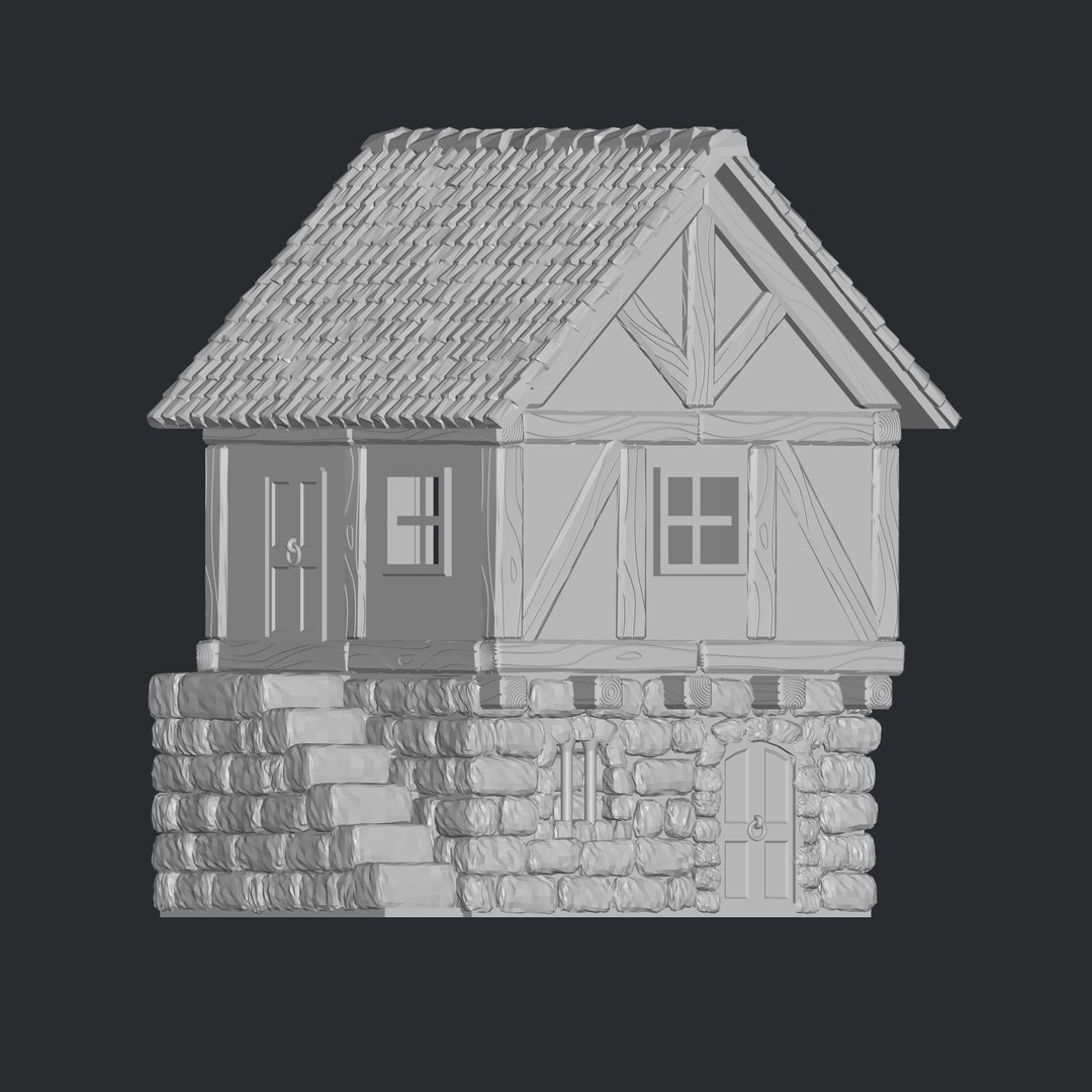Medieval Fantasy House Stl File 3d Printing, 3d Print File Miniature ...