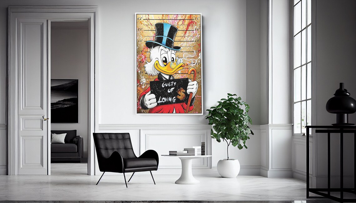 Guilty of Loving Graffiti Pop Art, Daffy Duck Modern Painting Abstract ...