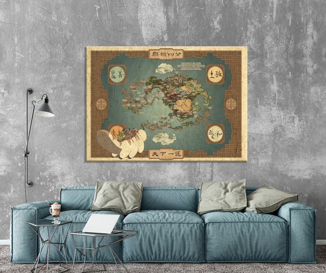 Avatar Air-bender World Map Canvas Wall Art Design Poster Print Decor ...