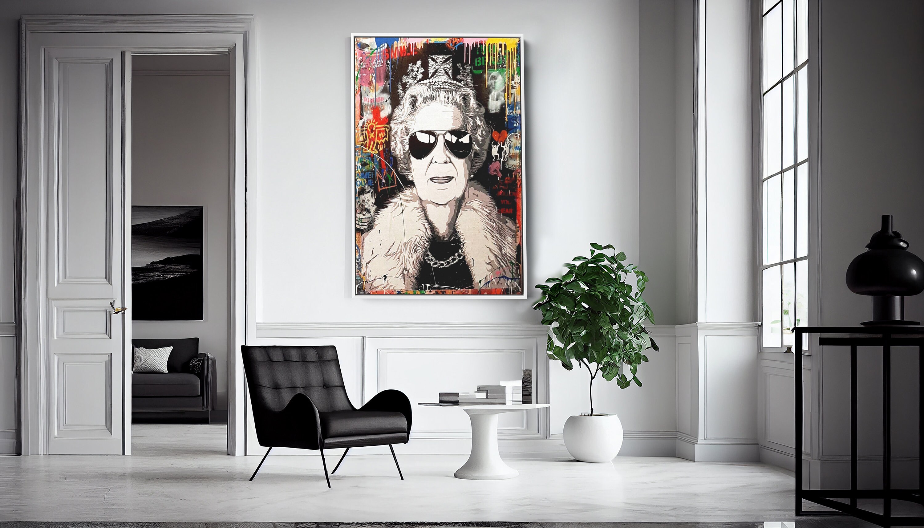 BANKSY QUEEN ELIZABETH Wall Art Banksy Canvas Banksy Queen Print Banksy ...