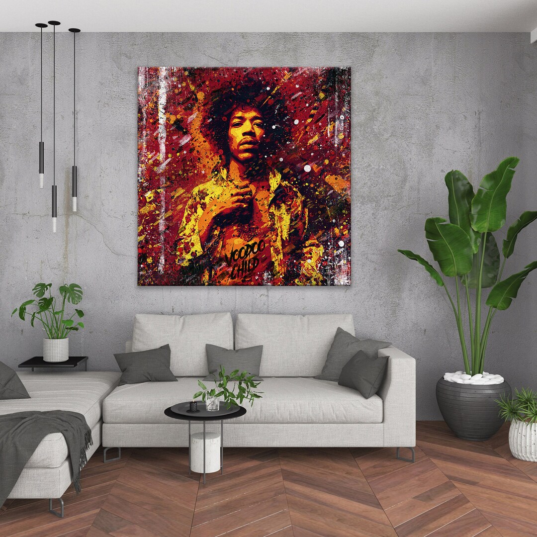 Banksy Jimi Hendrix Graffiti Canvas Art Print, Luxury Painting Fashion ...