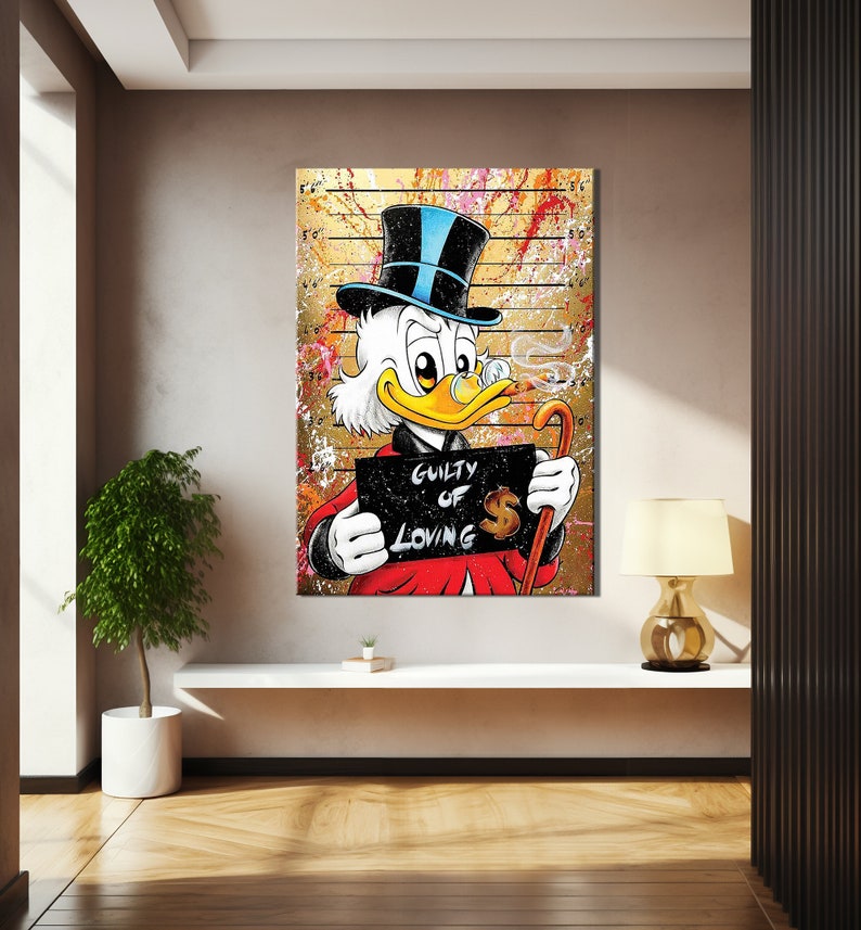 Guilty of Loving Graffiti Pop Art, Daffy Duck Modern Painting Abstract ...