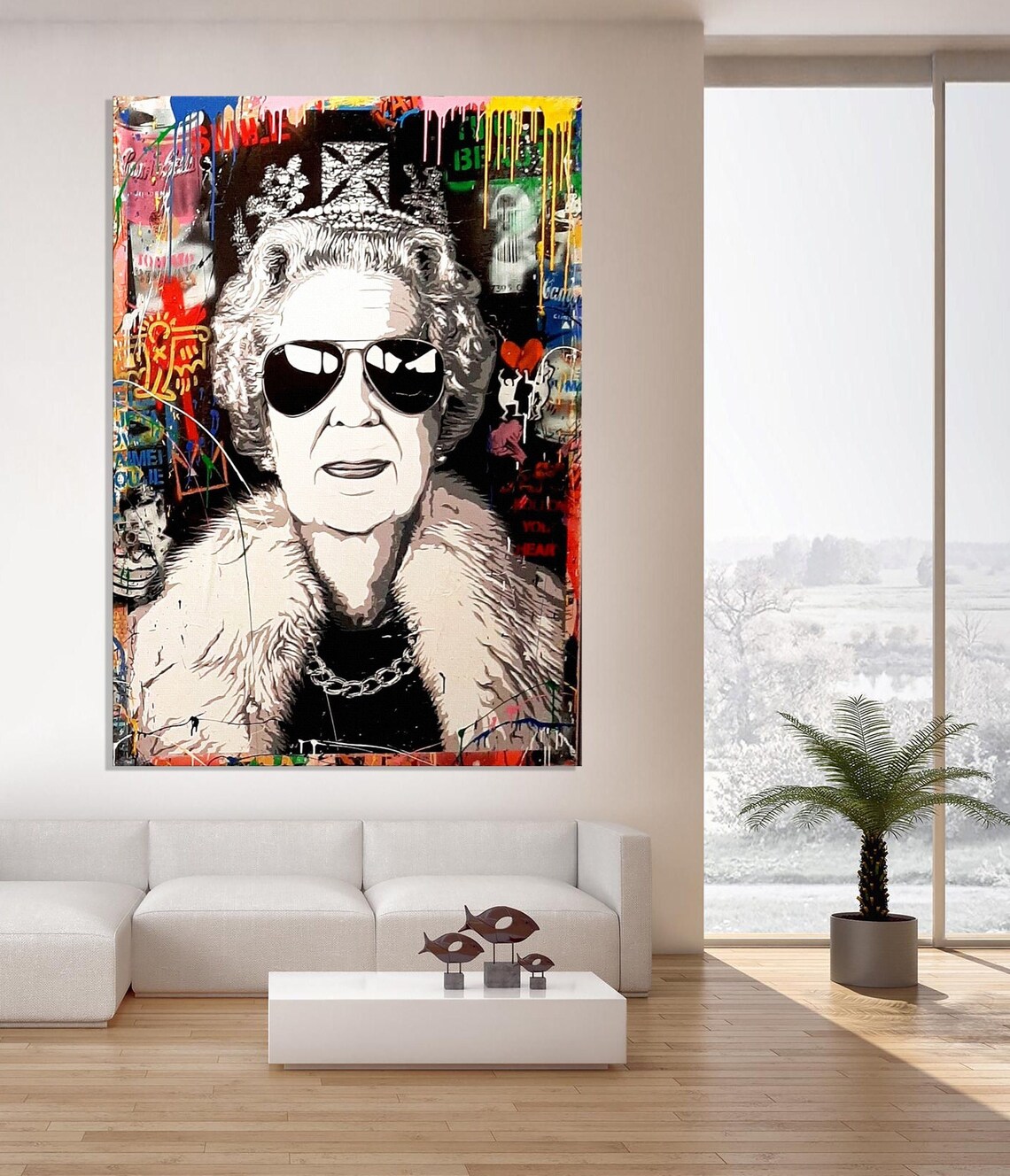 BANKSY QUEEN ELIZABETH Wall Art Banksy Canvas Banksy Queen Print Banksy ...