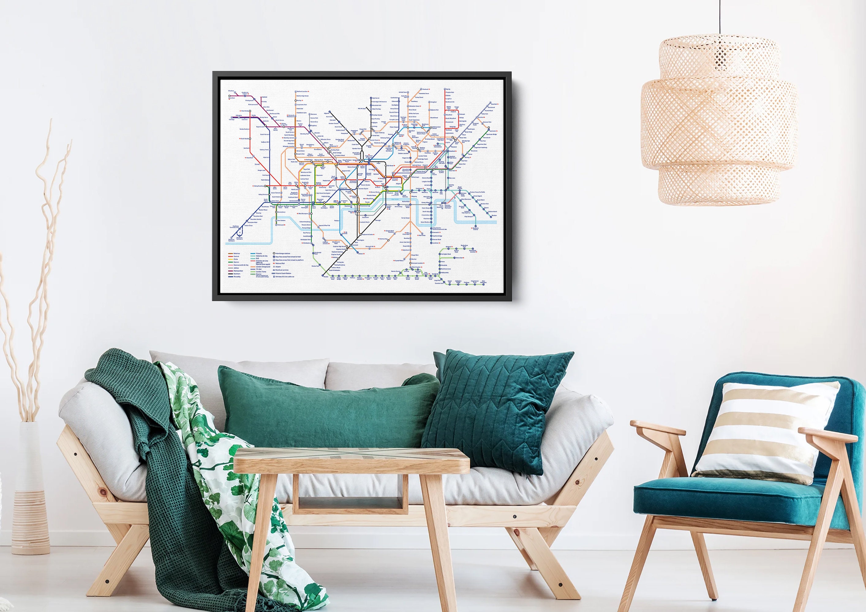 London Underground Tube Map With New Elizabeth Line Art Wall Art Print ...