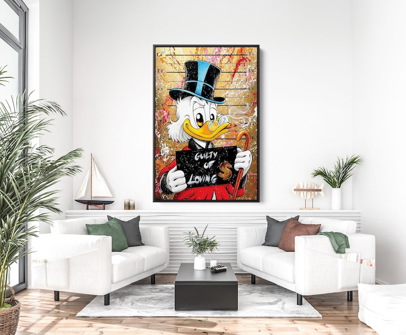 Guilty of Loving Graffiti Pop Art, Daffy Duck Modern Painting Abstract ...