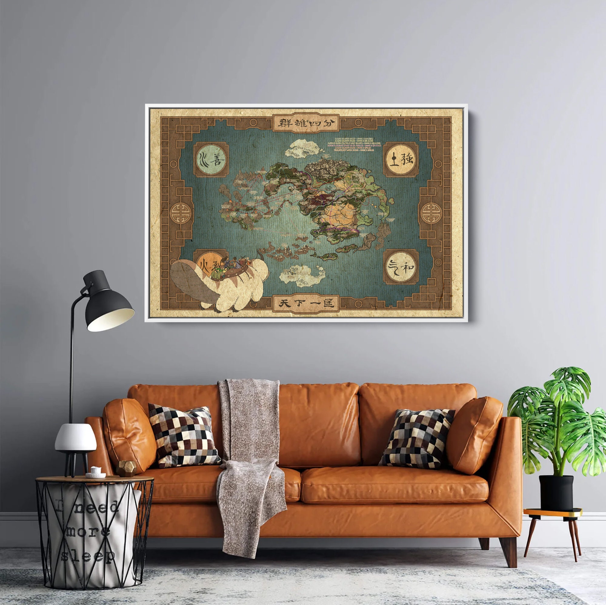Avatar Air-bender World Map Canvas Wall Art Design Poster Print Decor ...