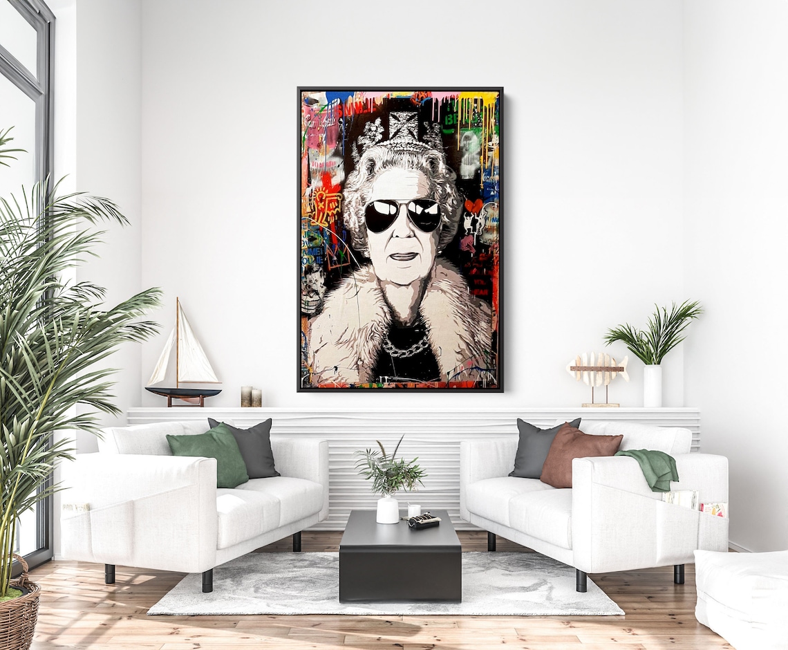 BANKSY QUEEN ELIZABETH Wall Art Banksy Canvas Banksy Queen Print Banksy ...