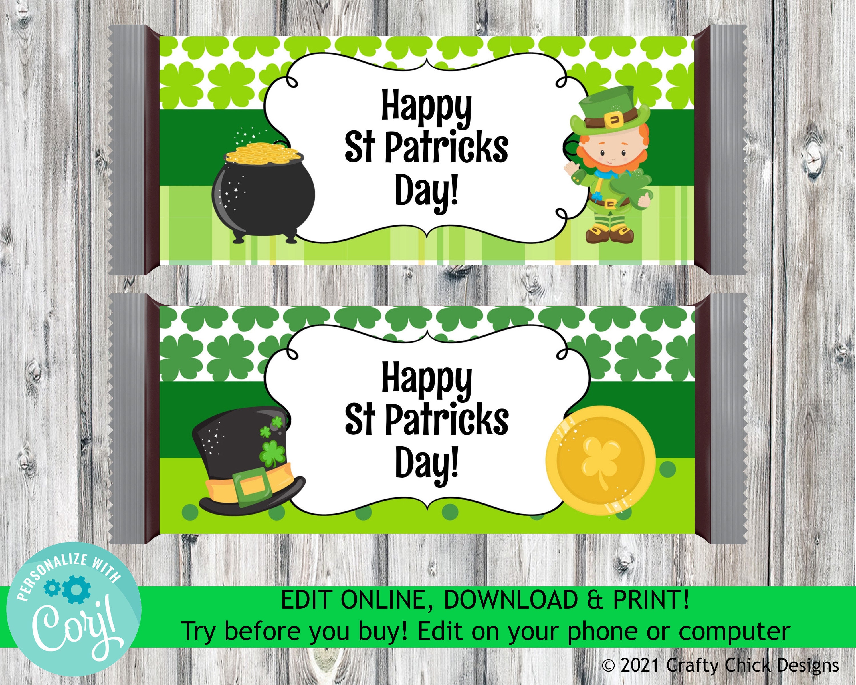 Editable St Patricks Day Candy Bar Wrappers, Printable St Patricks Day ...
