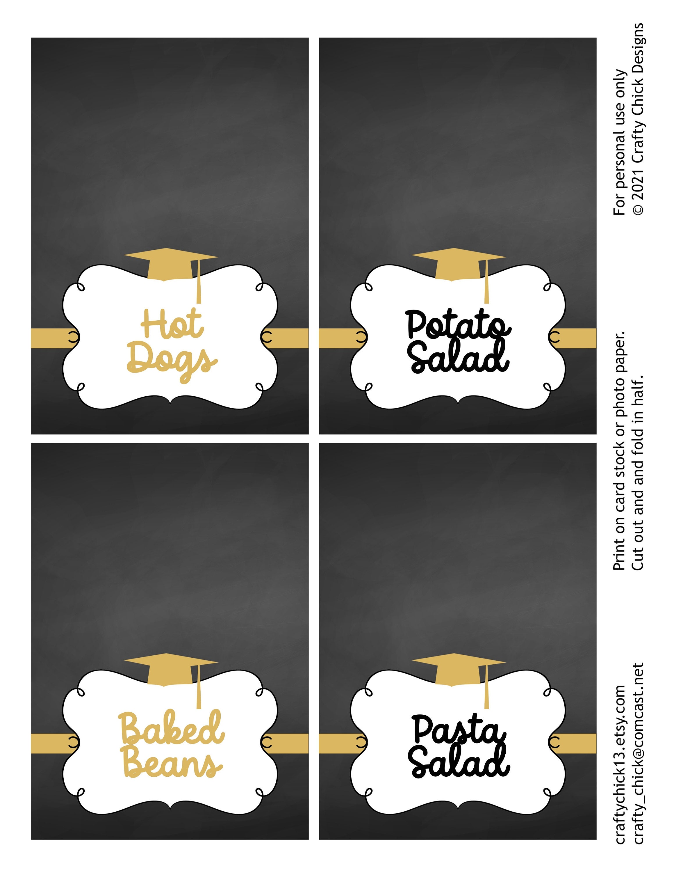 Editable Graduation Food Card Labels, Buffet Card Labels, Graduation ...