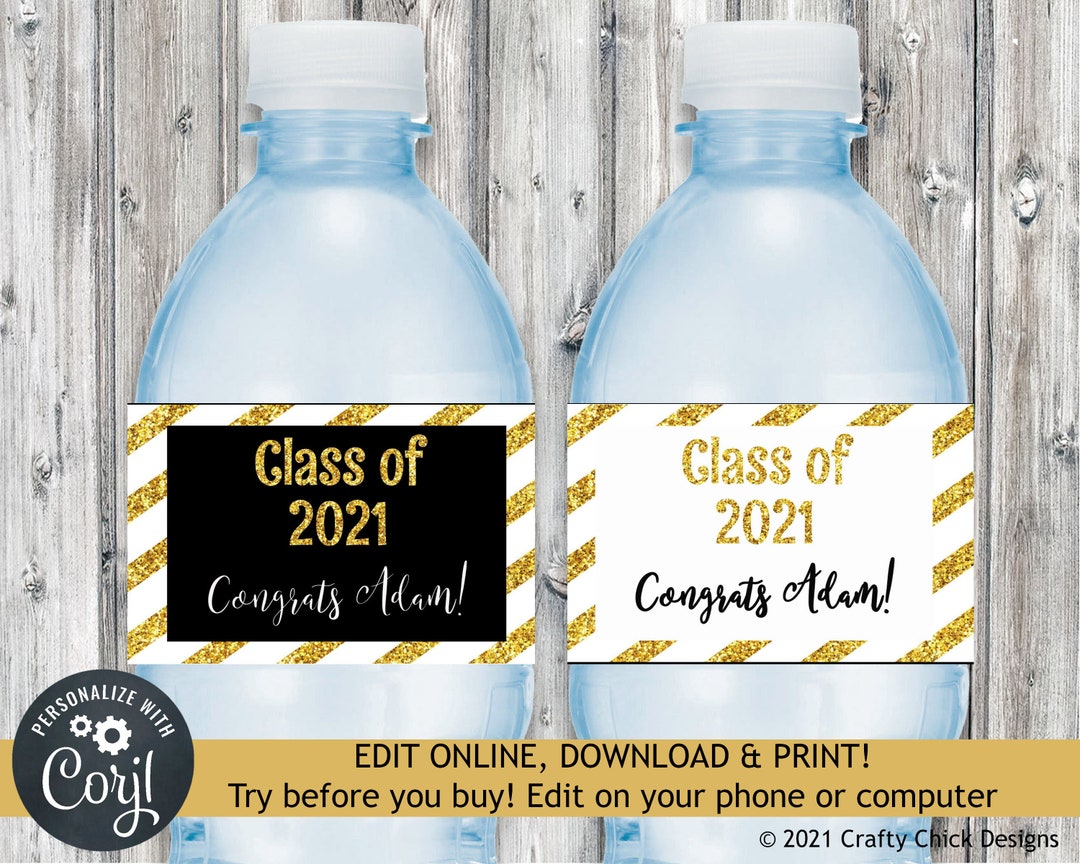 Editable Graduation Water Bottle Wrappers, Graduation Water Bottle ...