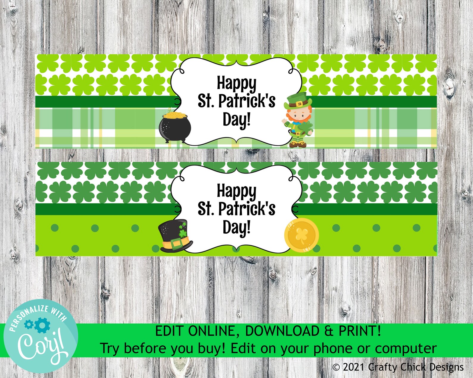 Editable St Patricks Day Water Bottle Labels, Printable St Patricks Day ...