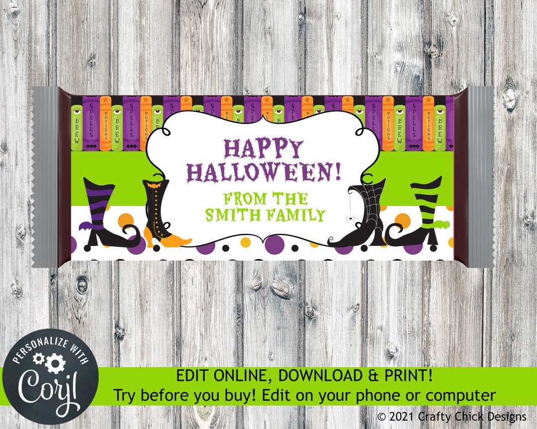 Halloween Candy Bar Wrapper, Halloween Candy Bar Wraps, Halloween Party ...