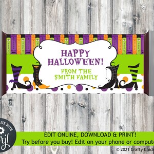 Halloween Candy Bar Wrapper, Halloween Candy Bar Wraps, Halloween Party ...