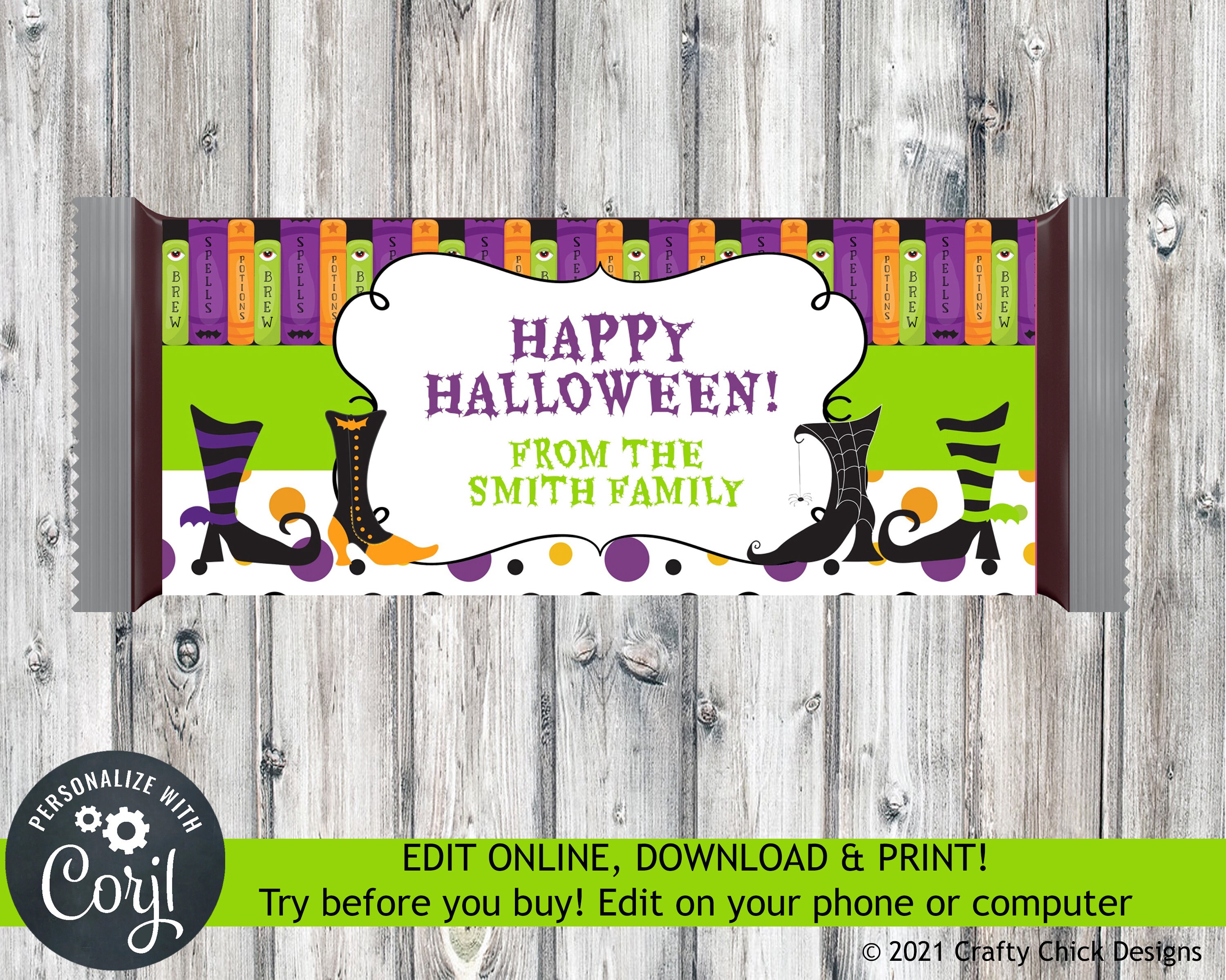 Halloween Candy Bar Wrapper, Halloween Candy Bar Wraps, Halloween Party ...