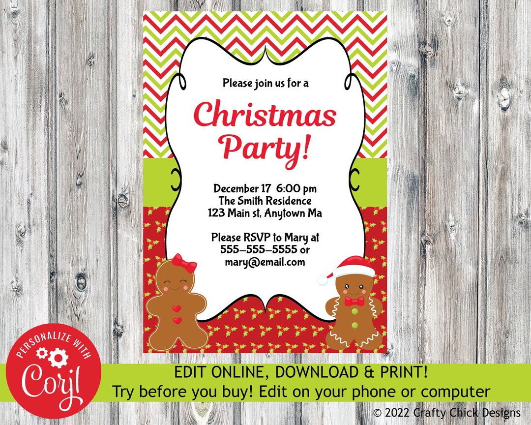 Christmas Party Invitation, Christmas Invitation, Holiday Party ...