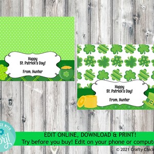 Printable St Patricks Day Bag Topper, Editable St Patricks Day Candy ...