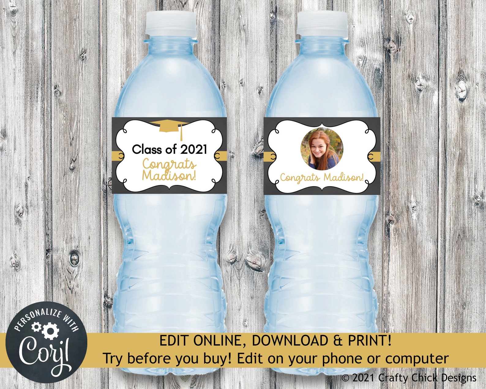 Editable Graduation Water Bottle Labels, Graduation Water Bottle ...