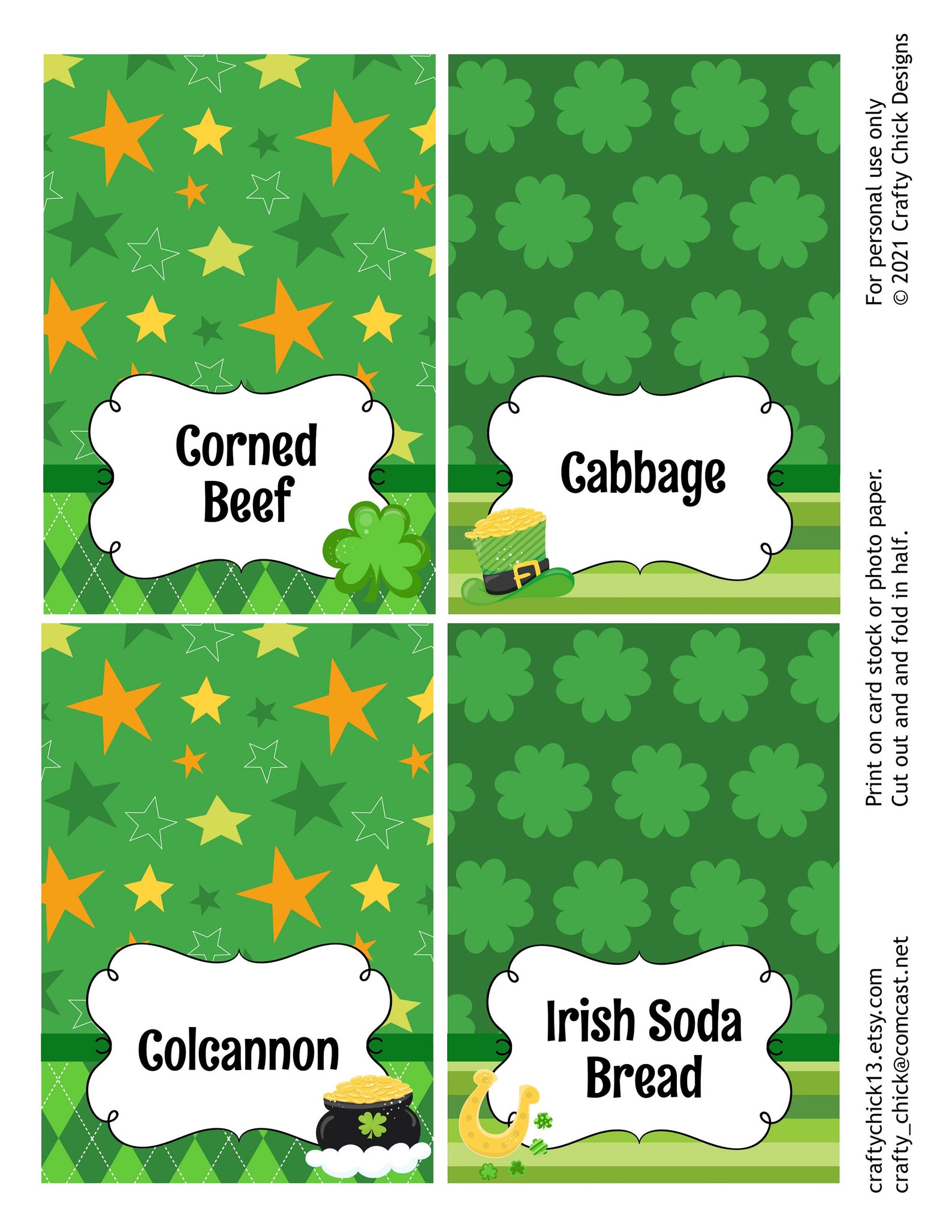 Editable St Patricks Day Buffet Cards Printable Food Labels - Etsy