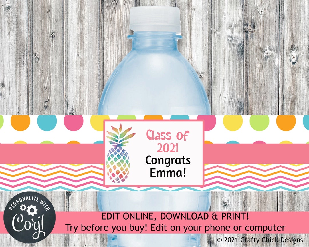 Editable Graduation Water Bottle Wrappers, Graduation Water Bottle ...