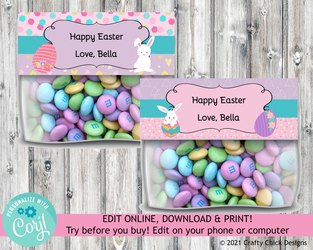 Editable Easter Favor Bag Topper, Printable Easter Treat Bag Topper ...