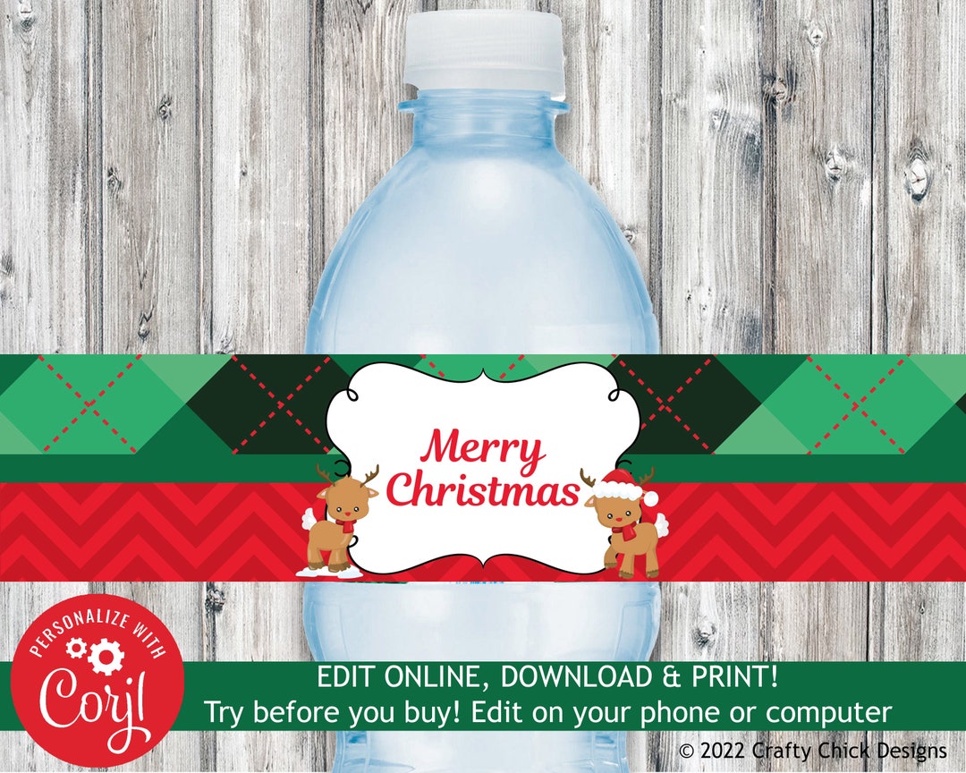 Christmas Water Bottle Wrapper Christmas Water Bottle Wrap - Etsy