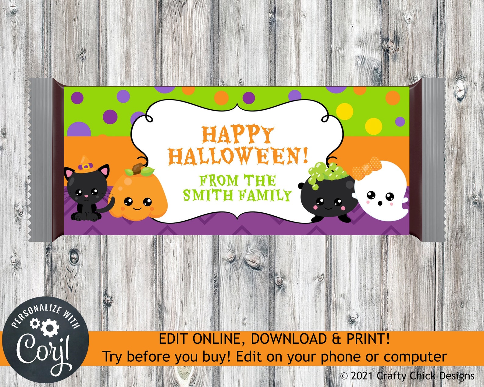 Halloween Candy Bar Wrapper Halloween Candy Bar Wraps - Etsy