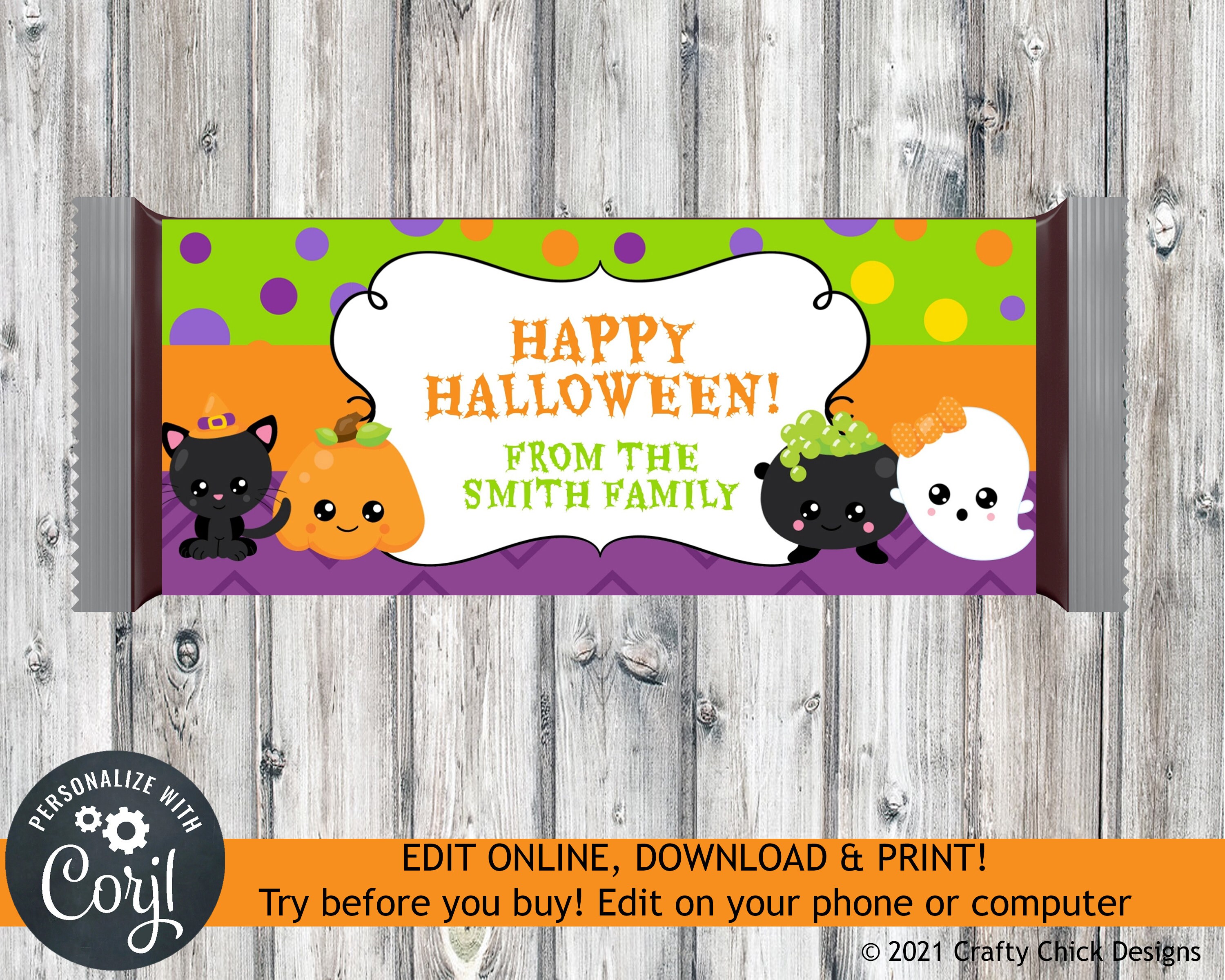 Halloween Candy Bar Wrapper Halloween Candy Bar Wraps - Etsy