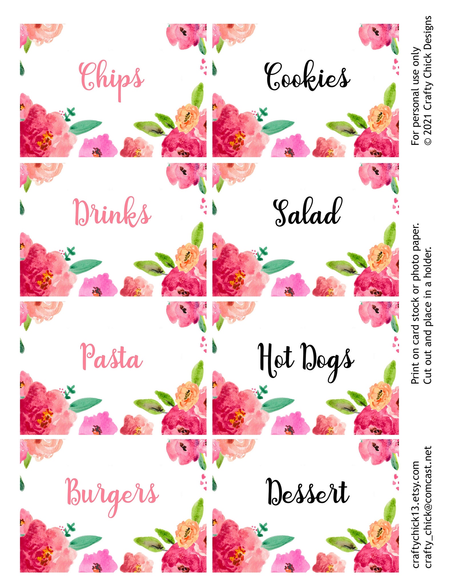 Editable Graduation Food Cards, Buffet Card Labels, Floral Graduation ...