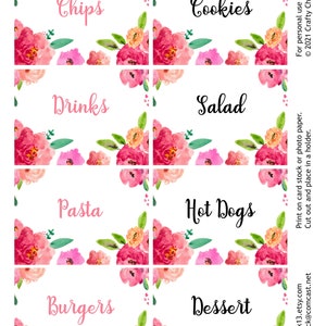 Editable Graduation Food Cards, Buffet Card Labels, Floral Graduation ...