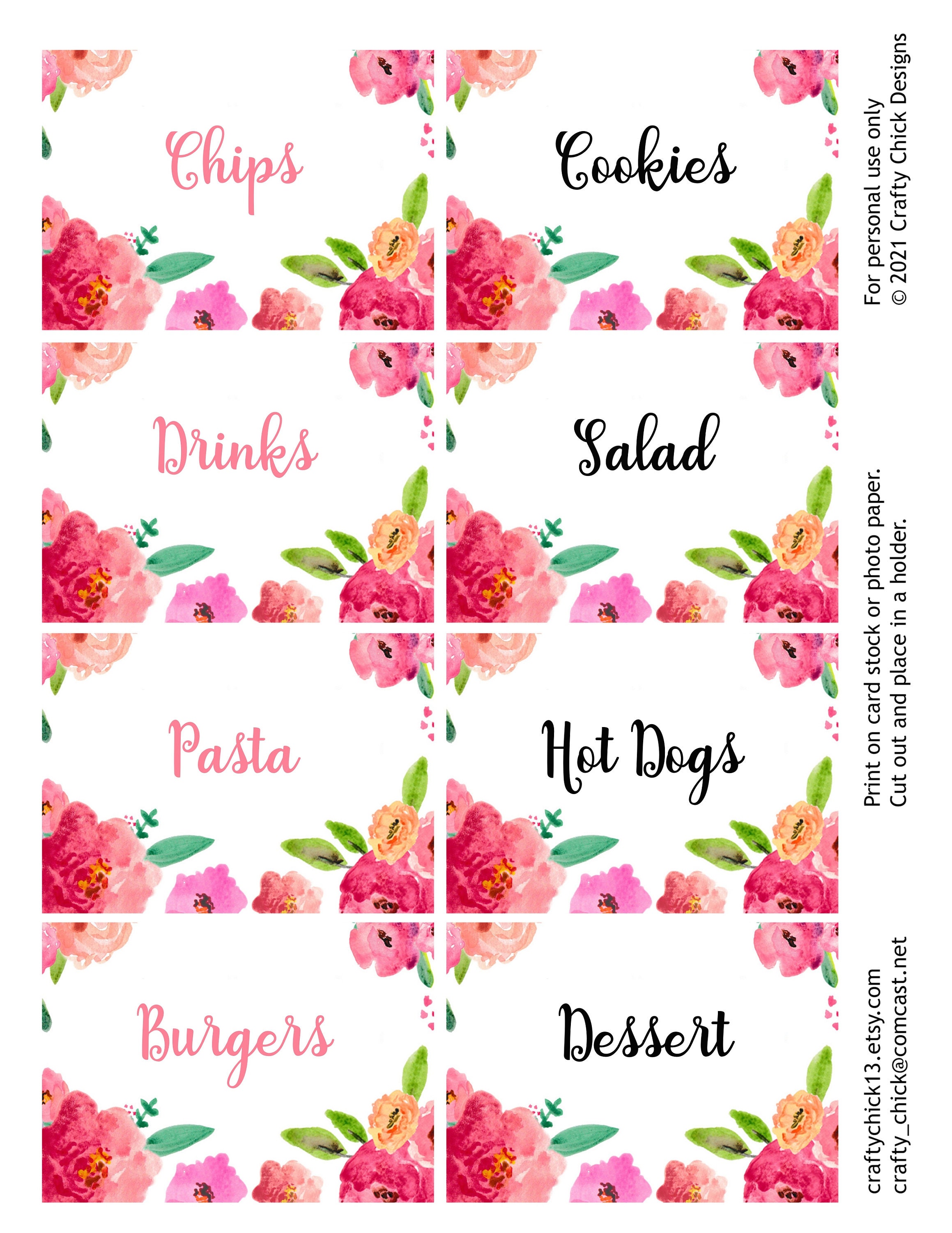 Editable Graduation Food Cards, Buffet Card Labels, Floral Graduation ...