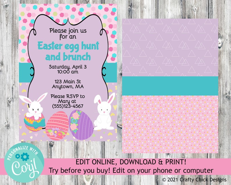 Editable Easter Invite, Editable Easter Invitation, Digital Egg Hunt ...