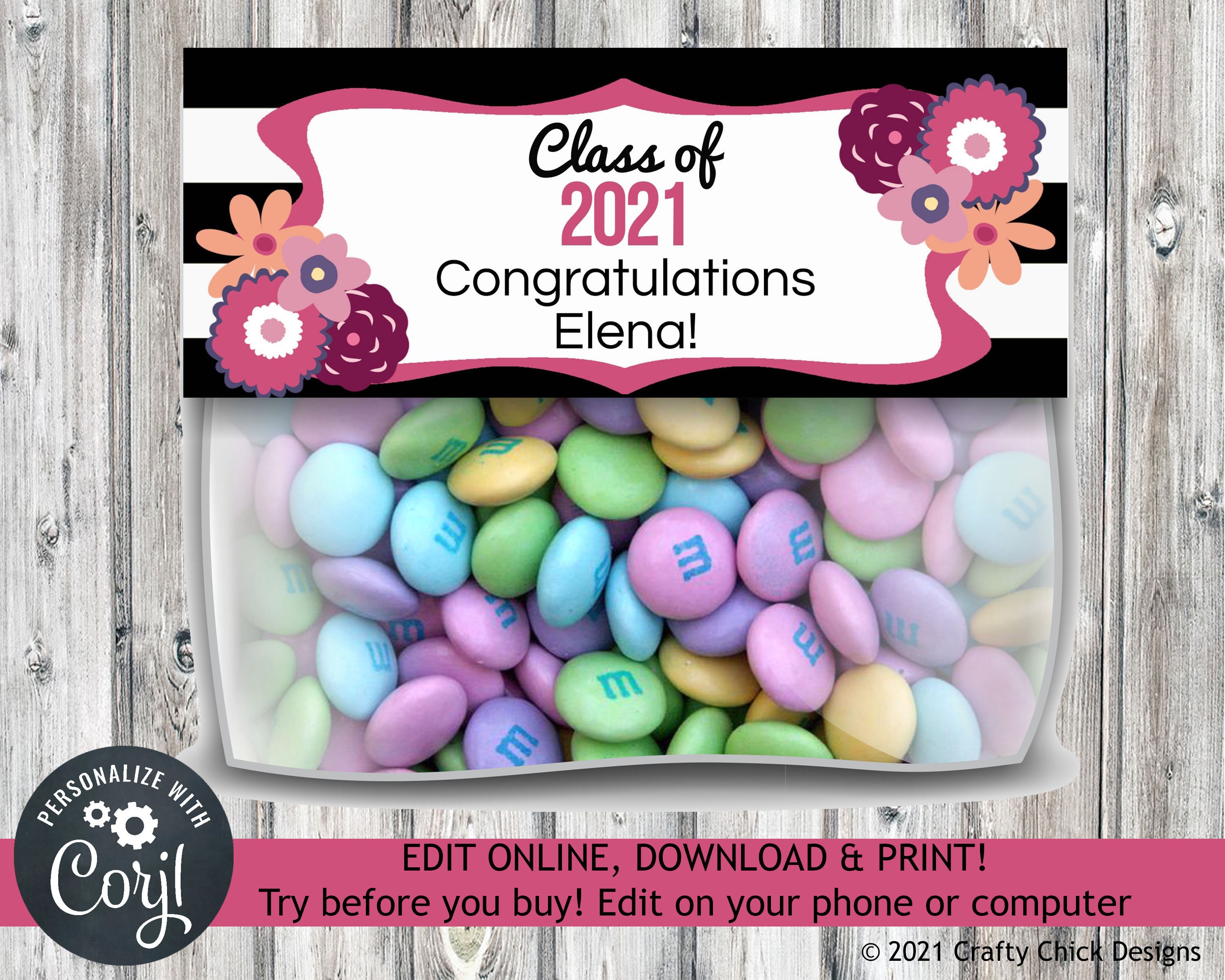 Editable Graduation Bag Topper Graduation Treat Bag Topper - Etsy