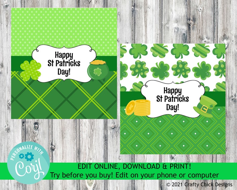 Editable St Patricks Day Candy Bar Wrappers, Printable St Patricks Day ...