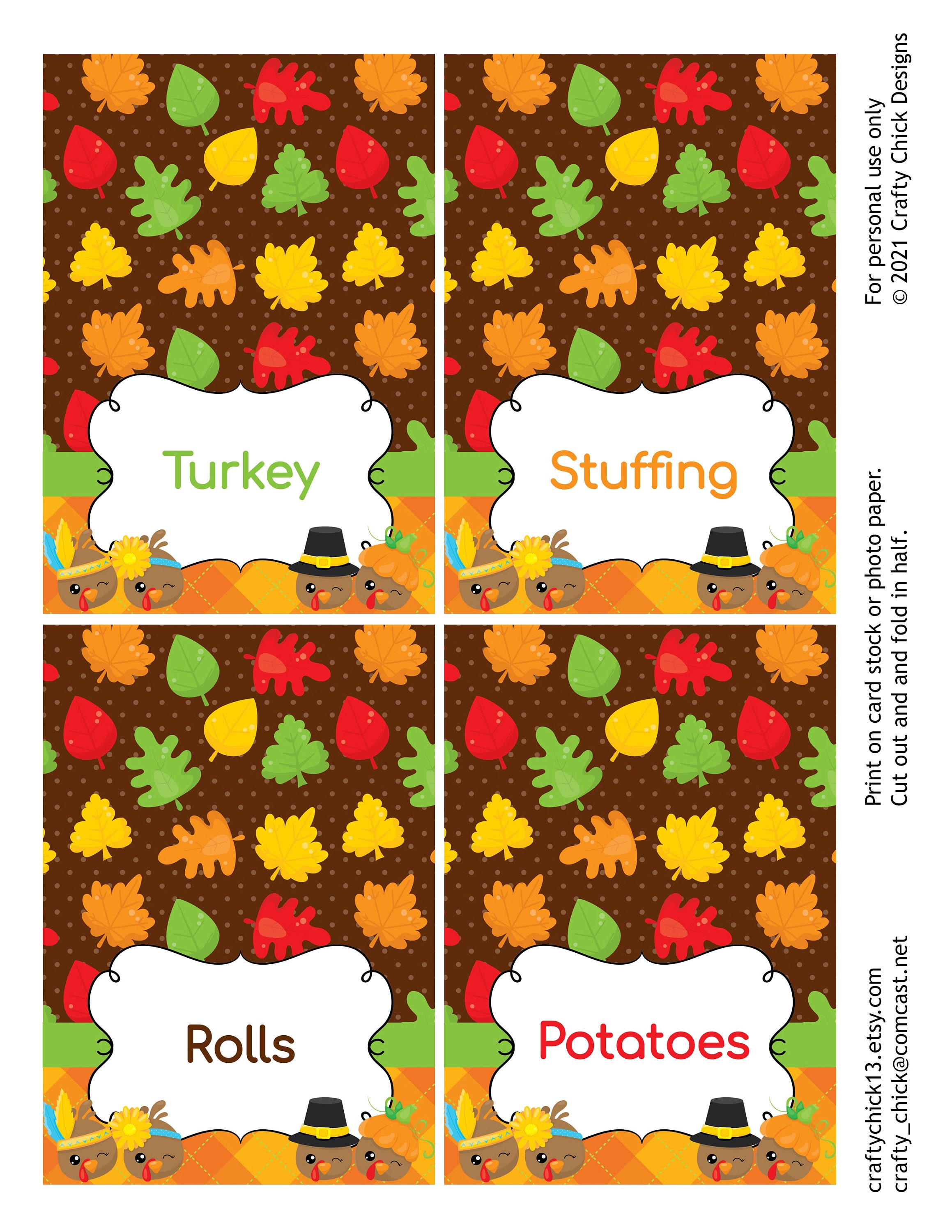 Thanksgiving Party Buffet Cards, Thanksgiving Food Cards, Editable ...