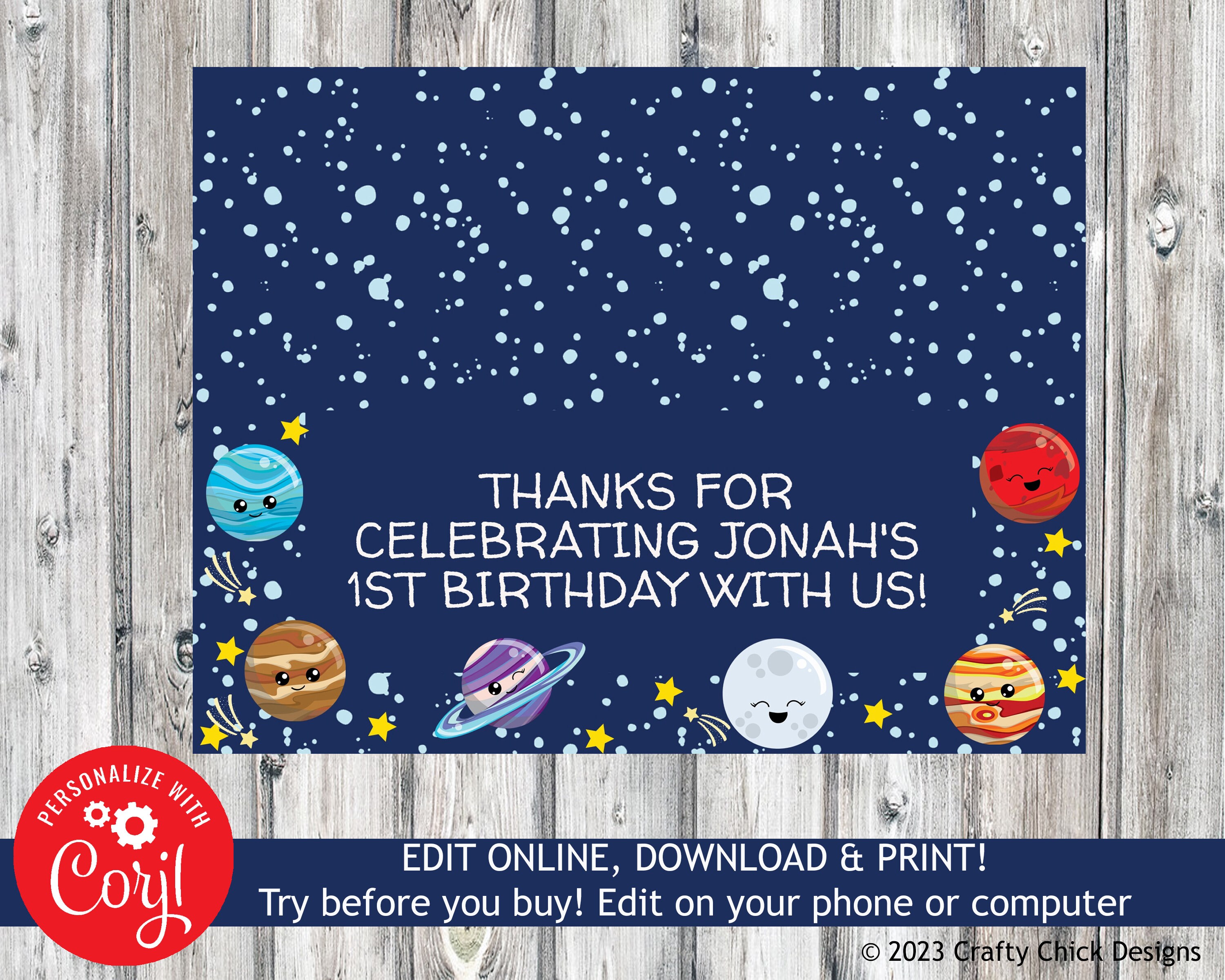 Editable Outer Space Birthday Treat Bag Topper, Planets Treat Bag ...