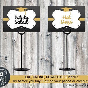 Editable Graduation Food Card Labels, Buffet Card Labels, Graduation ...