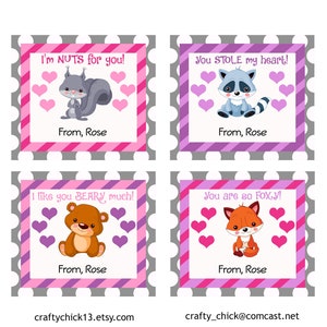 Editable Woodland Animal Valentine Cards, Woodland Animals Valentine ...