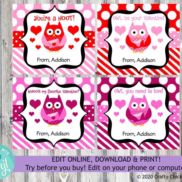 Owl Valentine Card - Etsy