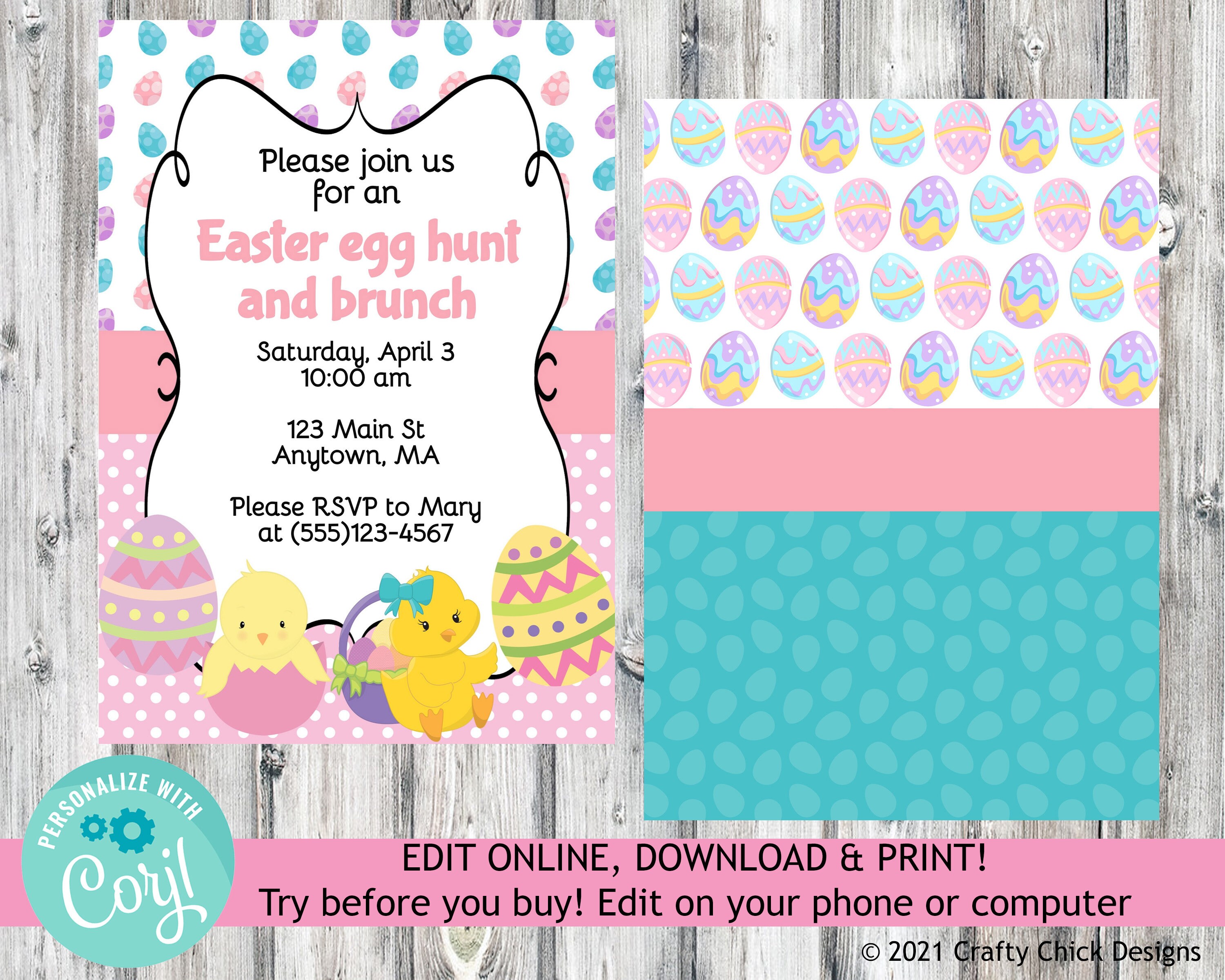 Editable Easter Invite, Editable Easter Invitation, Digital Egg Hunt ...