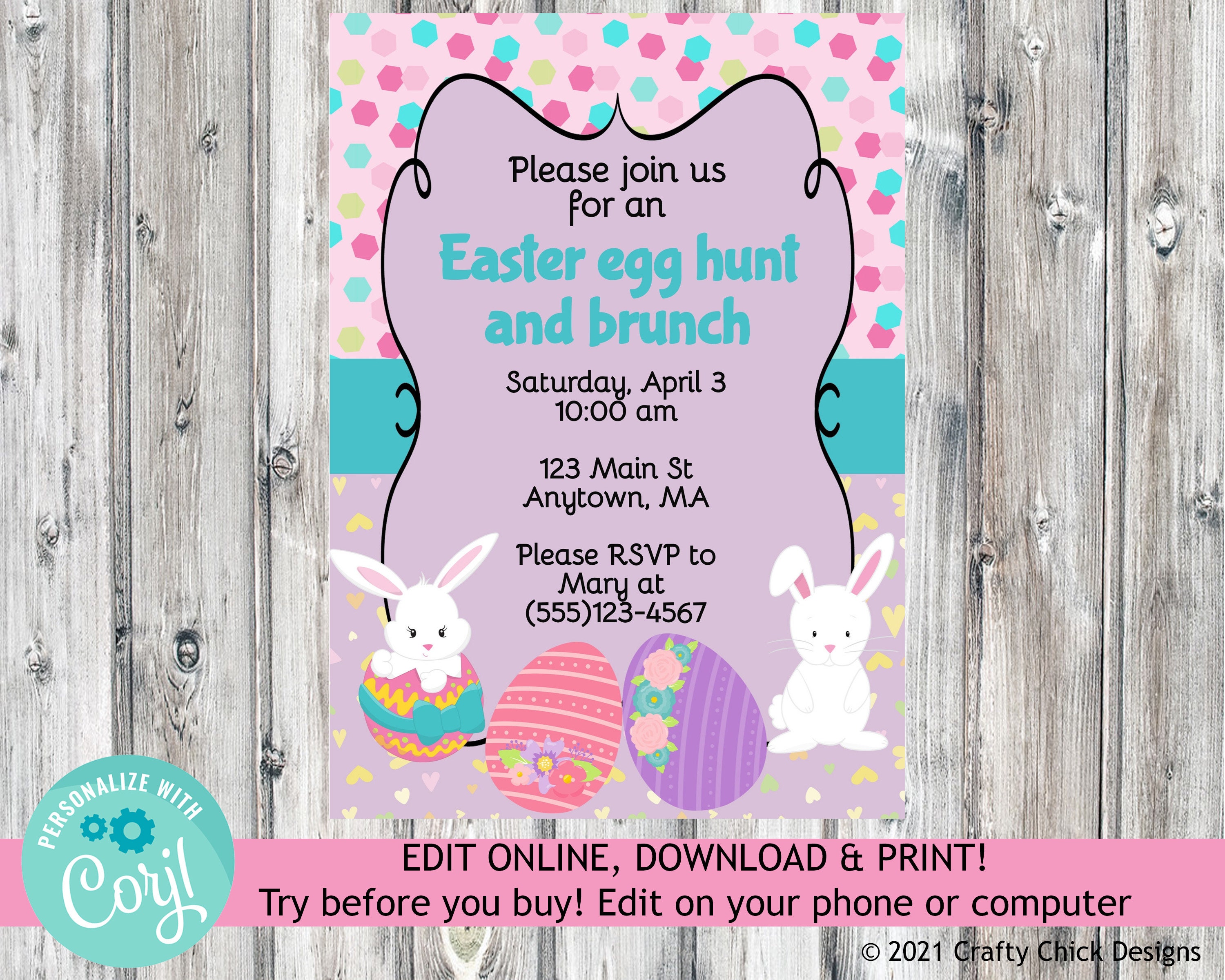 Editable Easter Invite, Editable Easter Invitation, Digital Egg Hunt ...