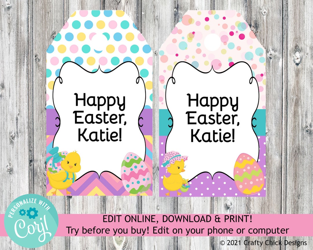 Editable Easter Gift Tags, Easter Favor Tags, Printable Easter Gift ...